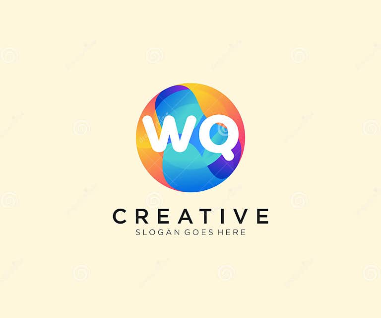 WQ Initial Logo with Colorful Circle Template Vector Stock Vector ...