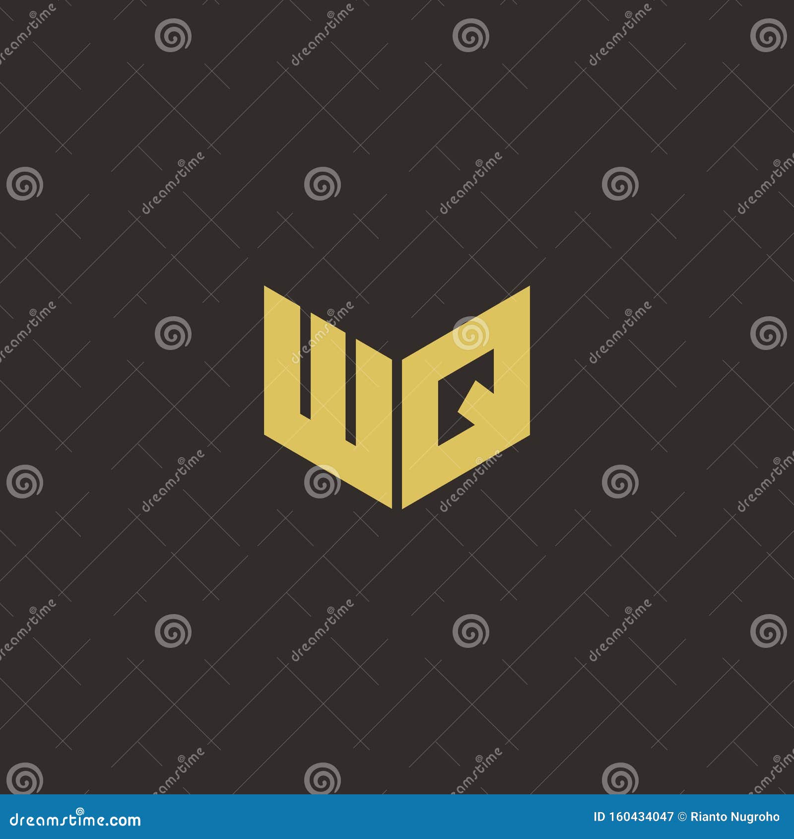 WQ Logo Letter Initial Logo Designs Template with Gold and Black ...