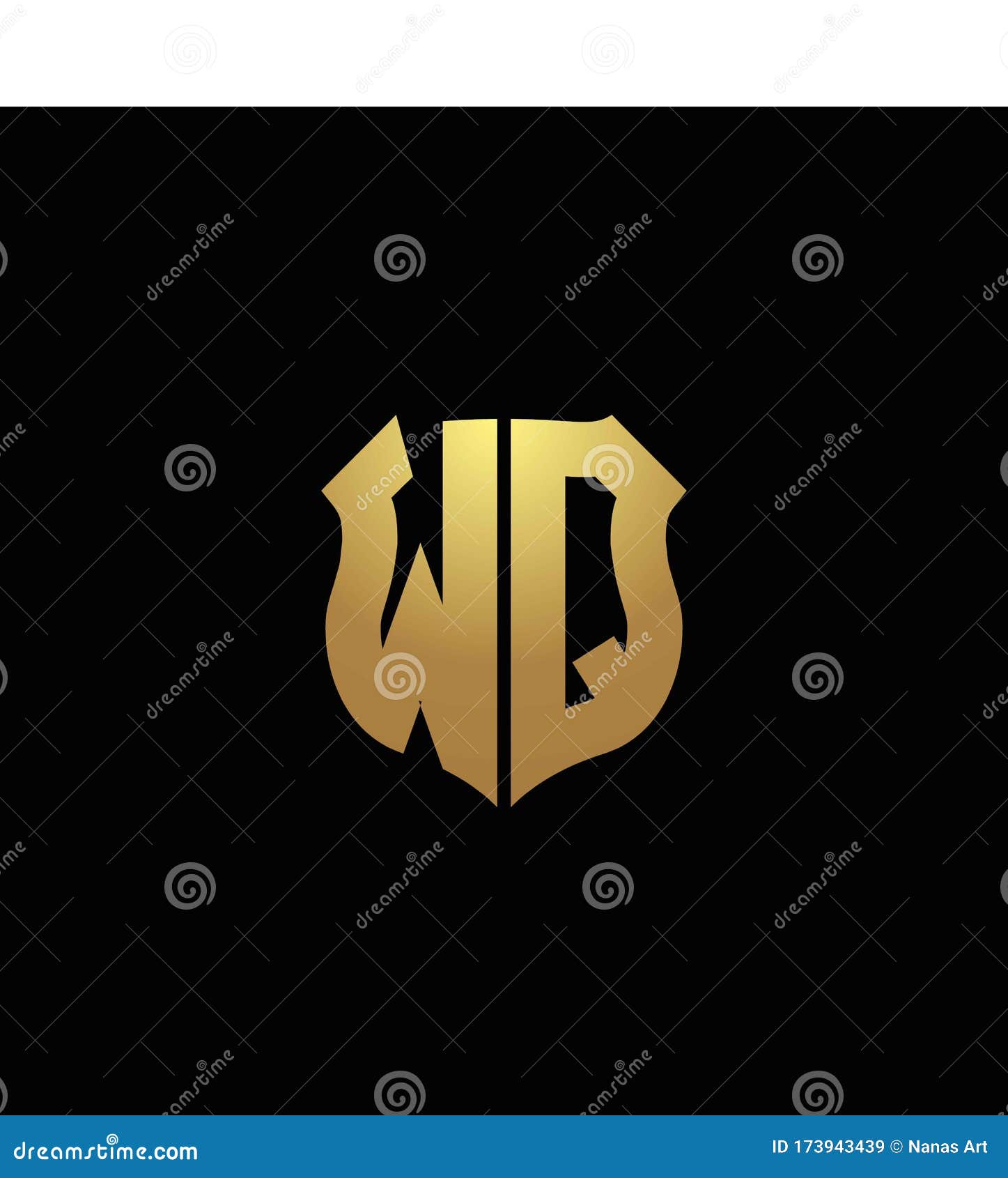 WQ Logo Monogram with Gold Colors and Shield Shape Design Template ...