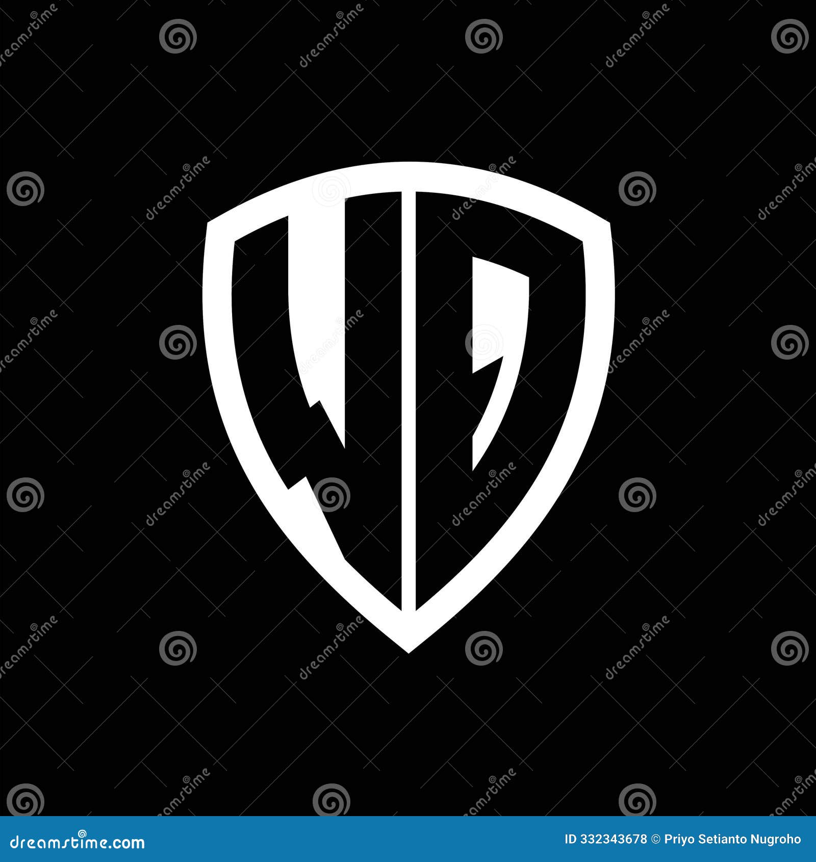 WQ Monogram Logo with Bold Letters Shield Shape with Black and White ...