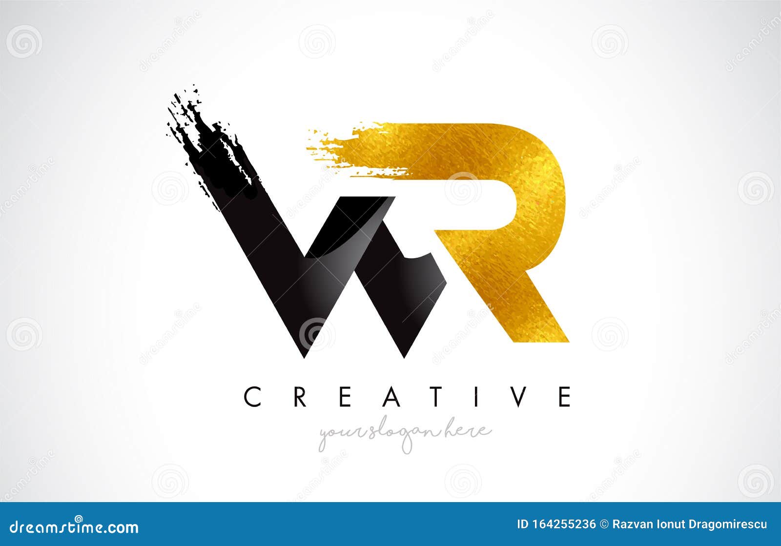 WR Letter Design with Brush Stroke and Modern 3D Look Stock Vector ...