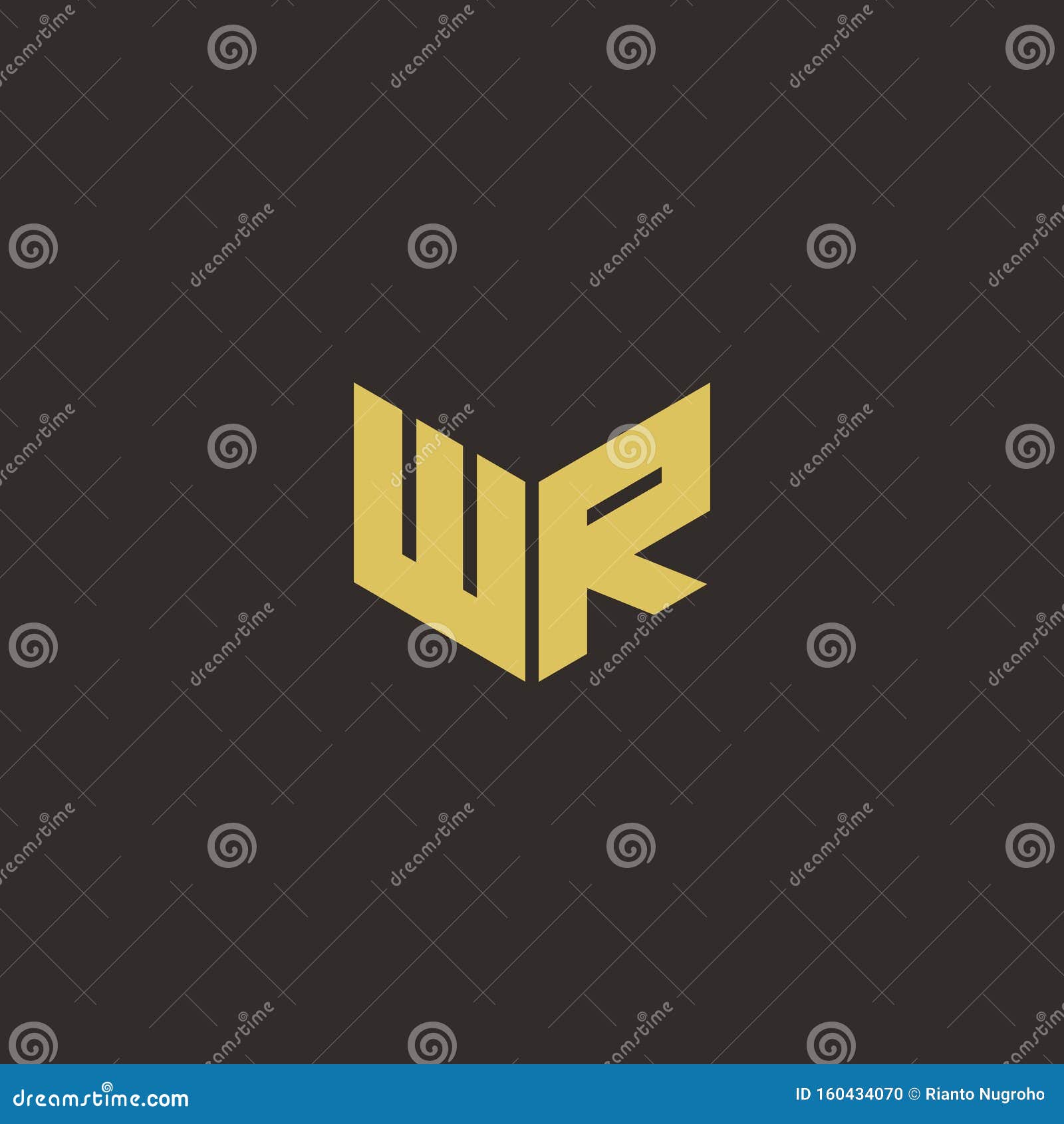 WR Logo Letter Initial Logo Designs Template with Gold and Black ...