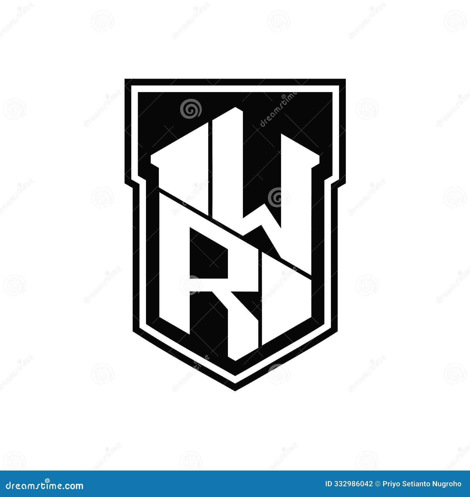 WR Logo Monogram Hexagon Geometric Up and Down Inside Shield Isolated ...