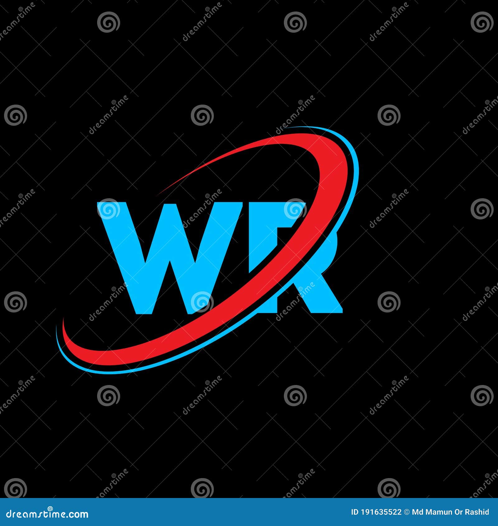 WR W R Letter Logo Design. Initial Letter WR Linked Circle Uppercase ...
