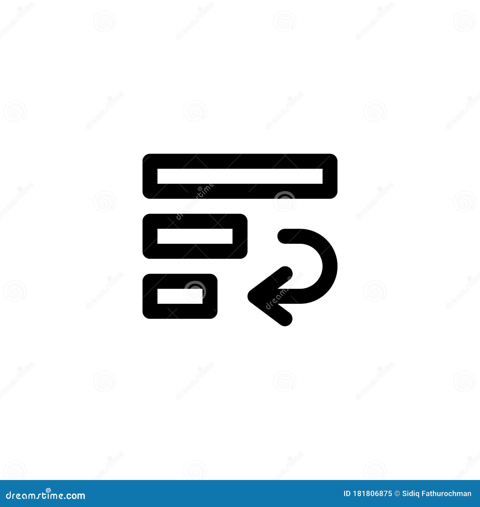 Wrap Text Icon stock vector. Illustration of arrow, book - 181806875