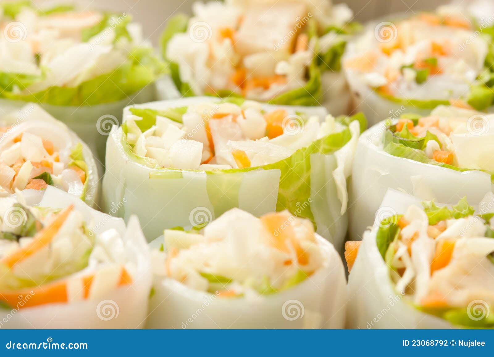 Wrap Vegetable Noodle in Row Stock Photo - Image of leaf, cuisine: 23068792
