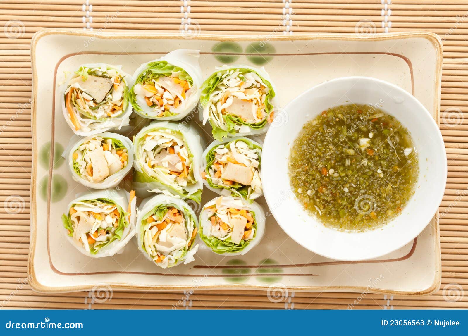 Wrap Vegetable Noodle from Top View Stock Image - Image of leaf ...