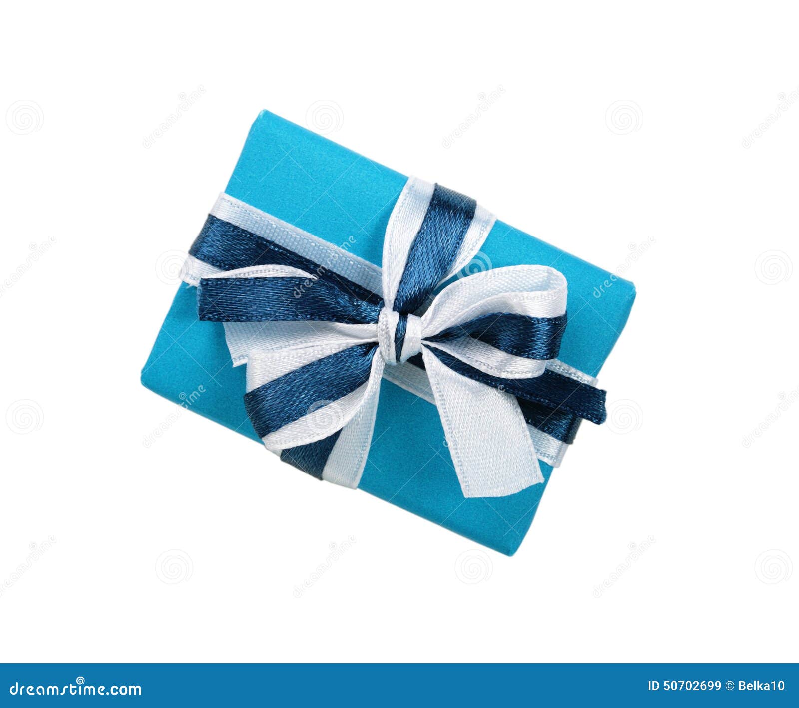 Wrapped blue gift box stock image. Image of ribbon, holiday - 50702699
