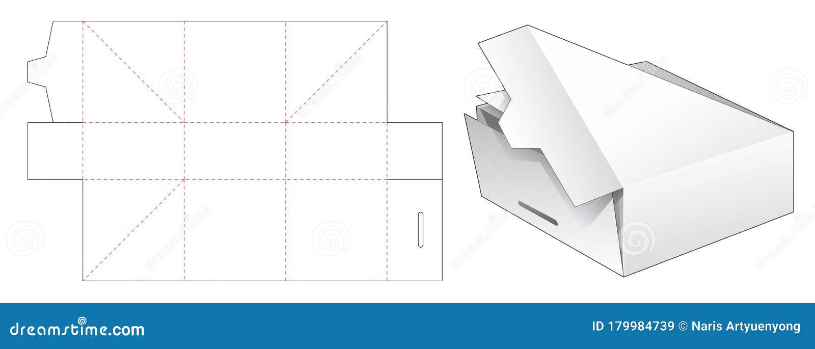 Wrapped Box with Triangle Lid Die Cut Template Stock Vector ...