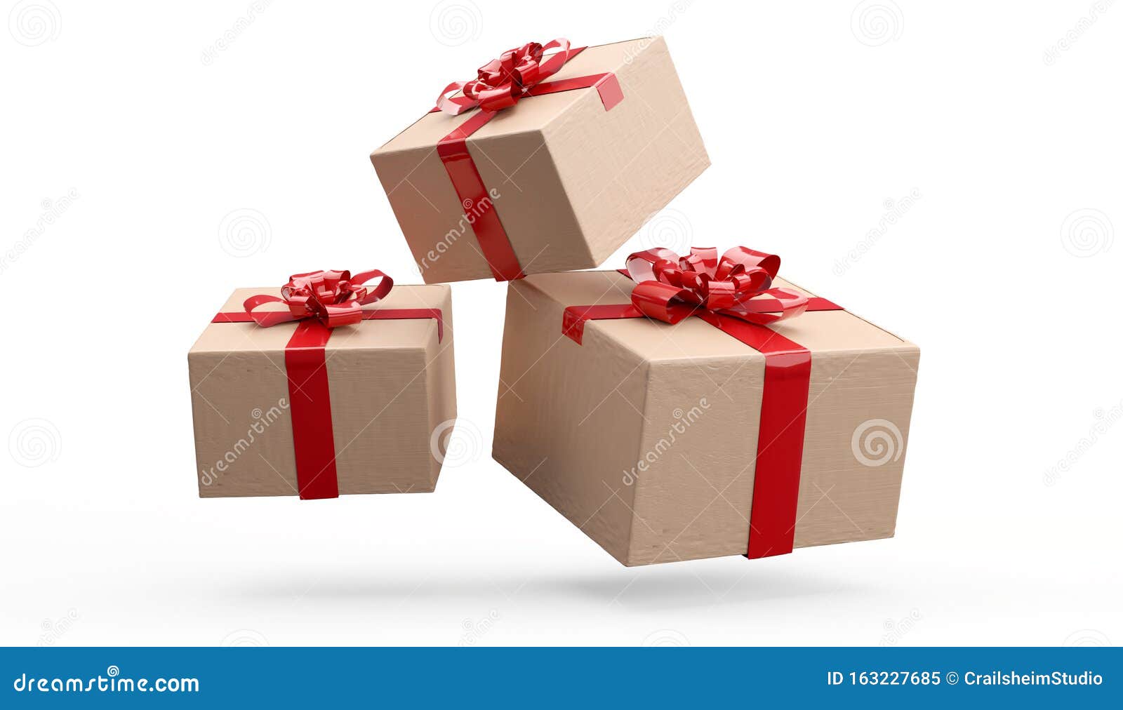 Wrapped Brown Packages Delivery Boxes 3d-illustration Stock ...