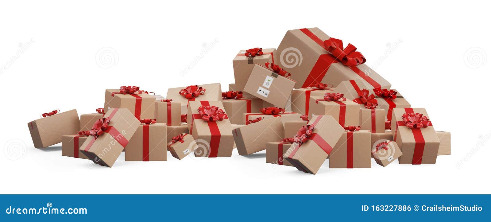 Wrapped Brown Packages Delivery Boxes 3d-illustration Stock ...