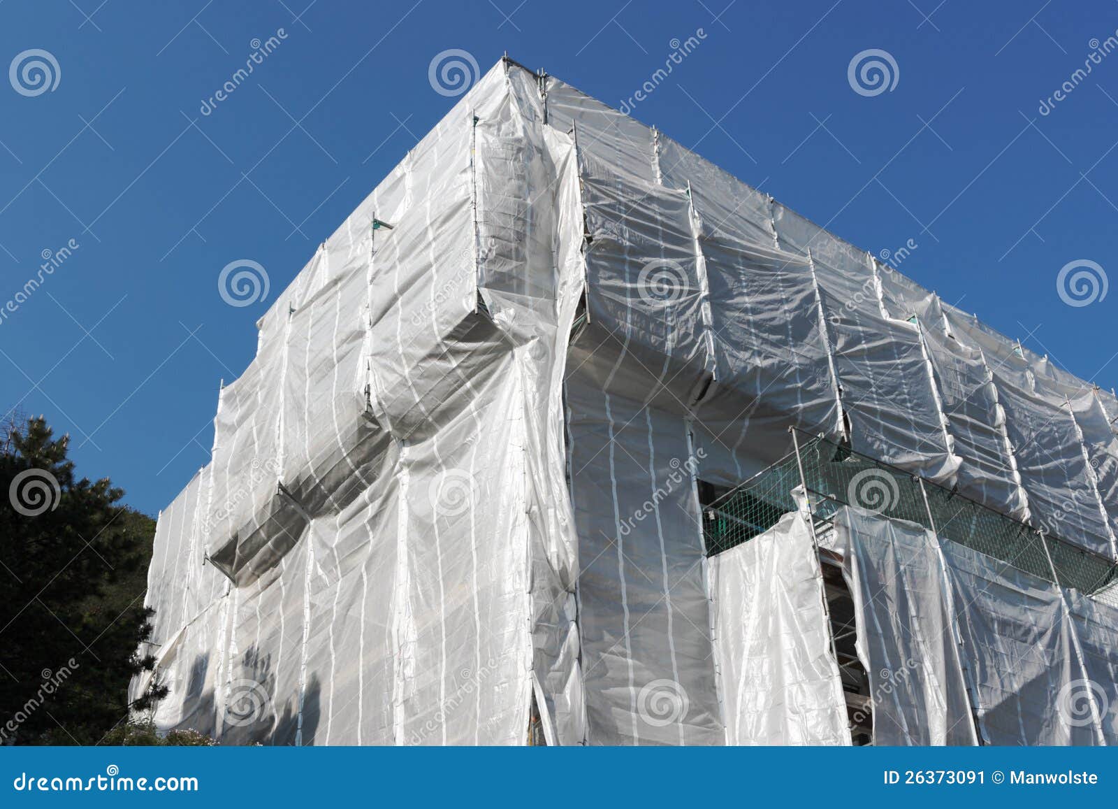 Wrapped Building at Construction Site Stock Image - Image of secrecy ...