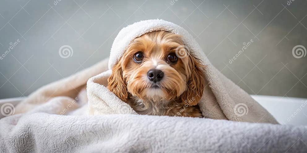 Wrapped in a Cozy Towel this Cavapoo Peeks Out from the Jacuzzi Ready ...