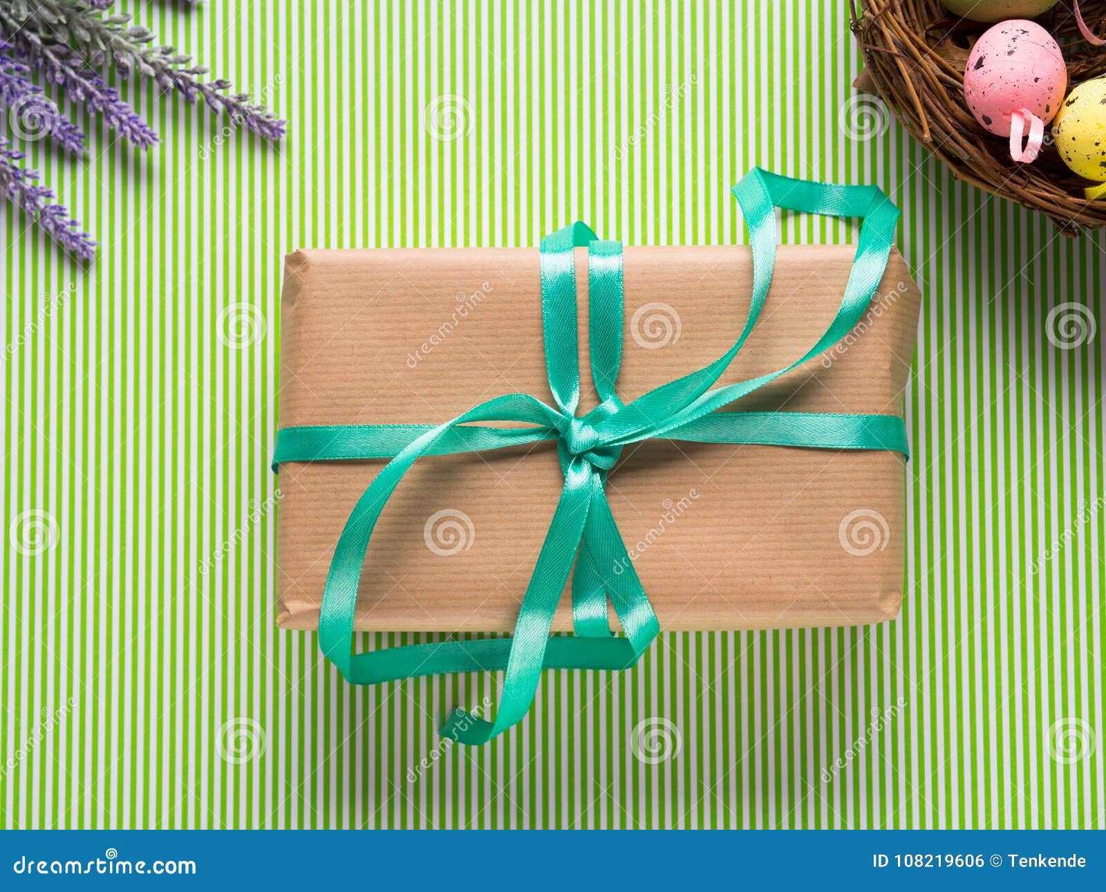 Wrapped Easter Gift Box. Spring Holiday Present Stock Photo - Image of ...