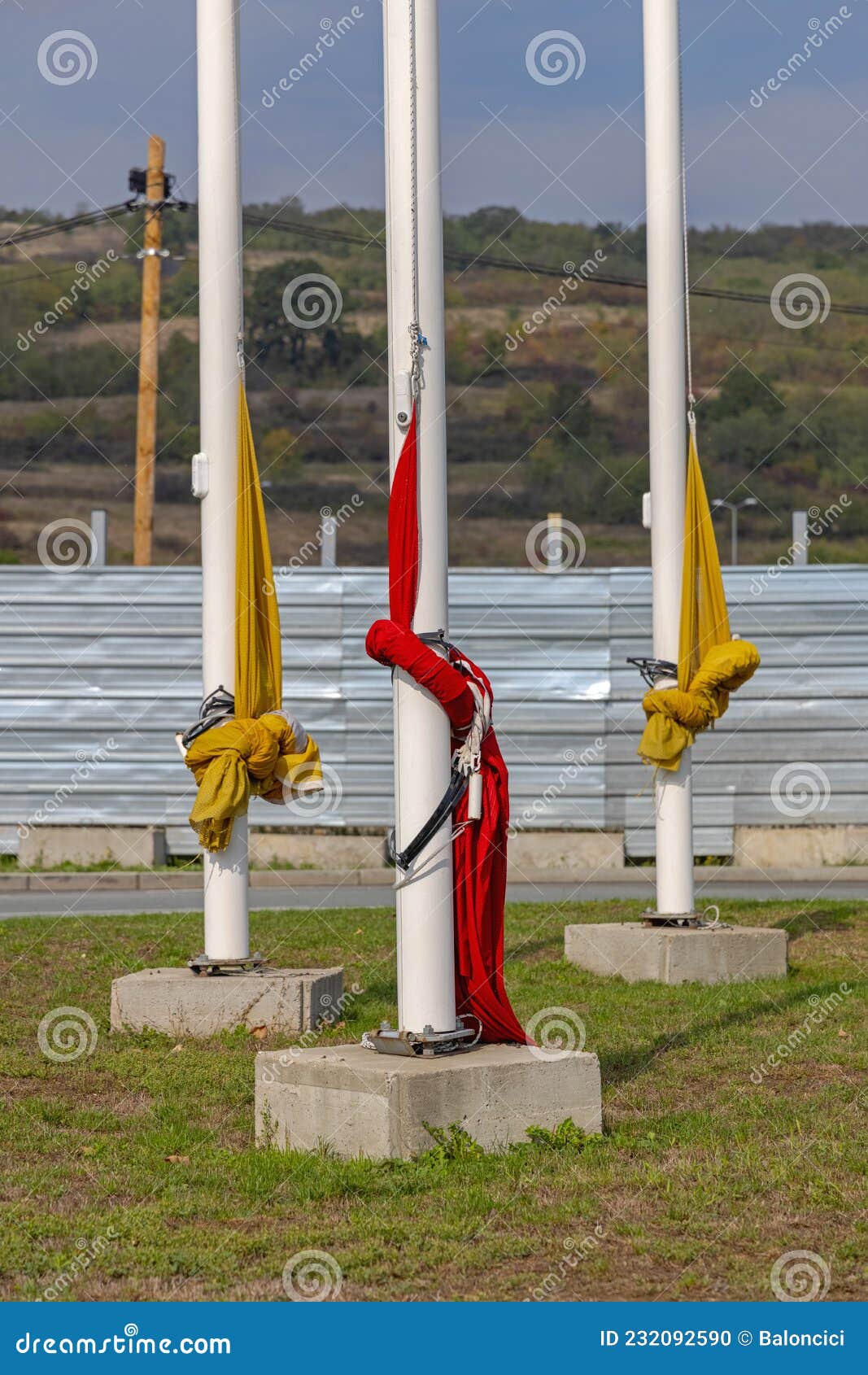 Strong Wind Flags Down stock photo. Image of exterior - 232092590
