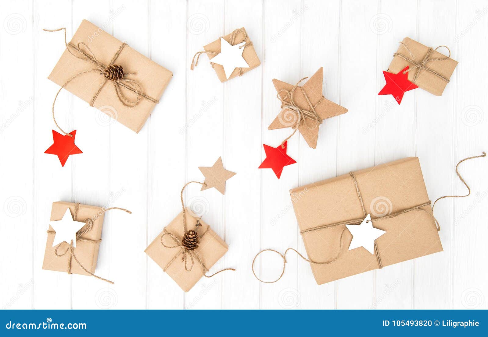 Wrapped Gift Boxes Decoration Holidays Flat Lay Stock Photo - Image of ...