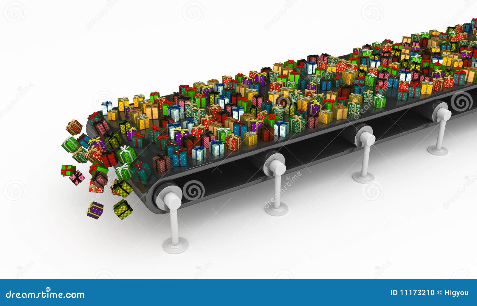 Wrapped Gift Conveyor stock illustration. Illustration of multitude ...