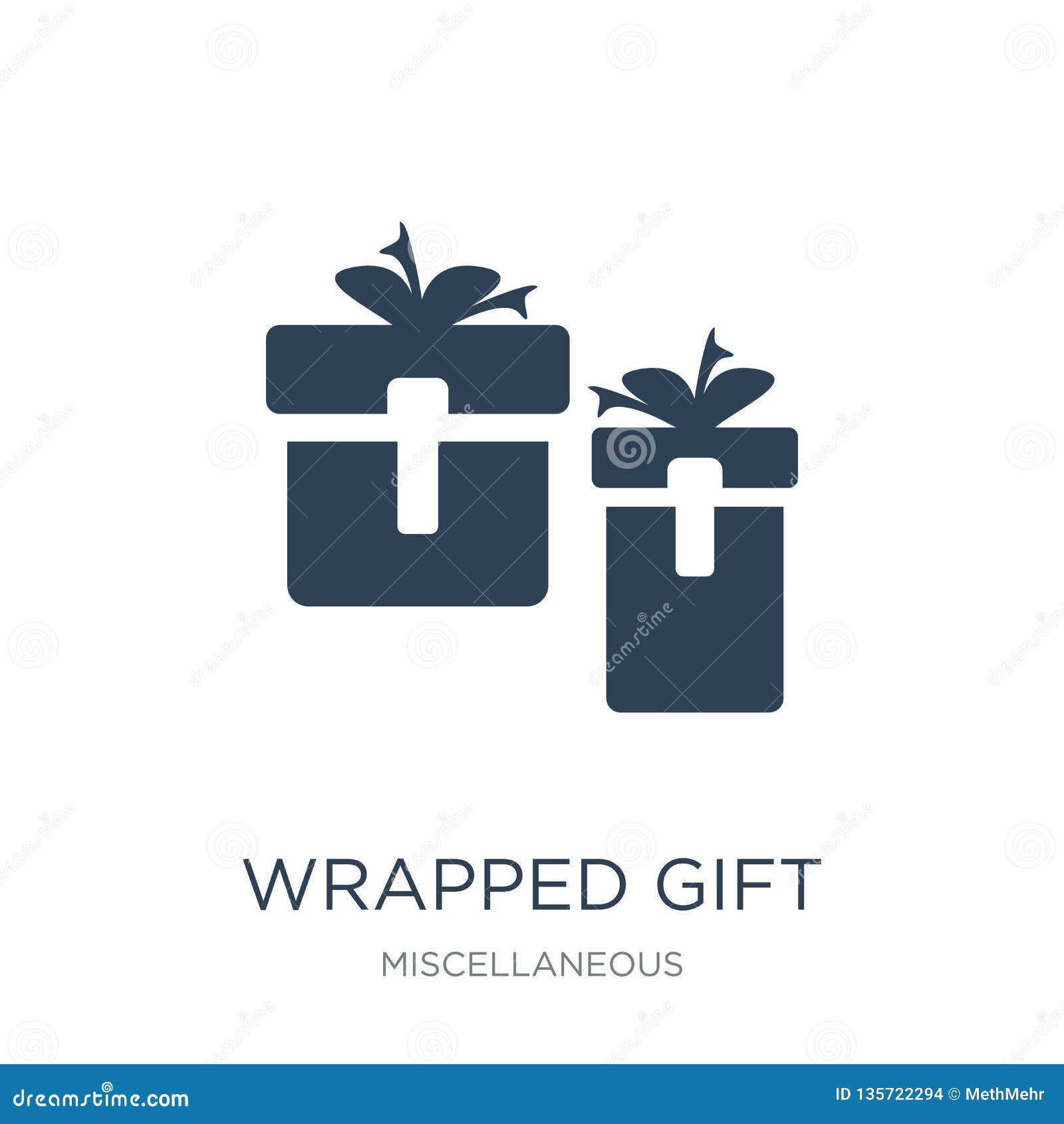 Wrapped Gift Icon in Trendy Design Style. Wrapped Gift Icon Isolated on ...