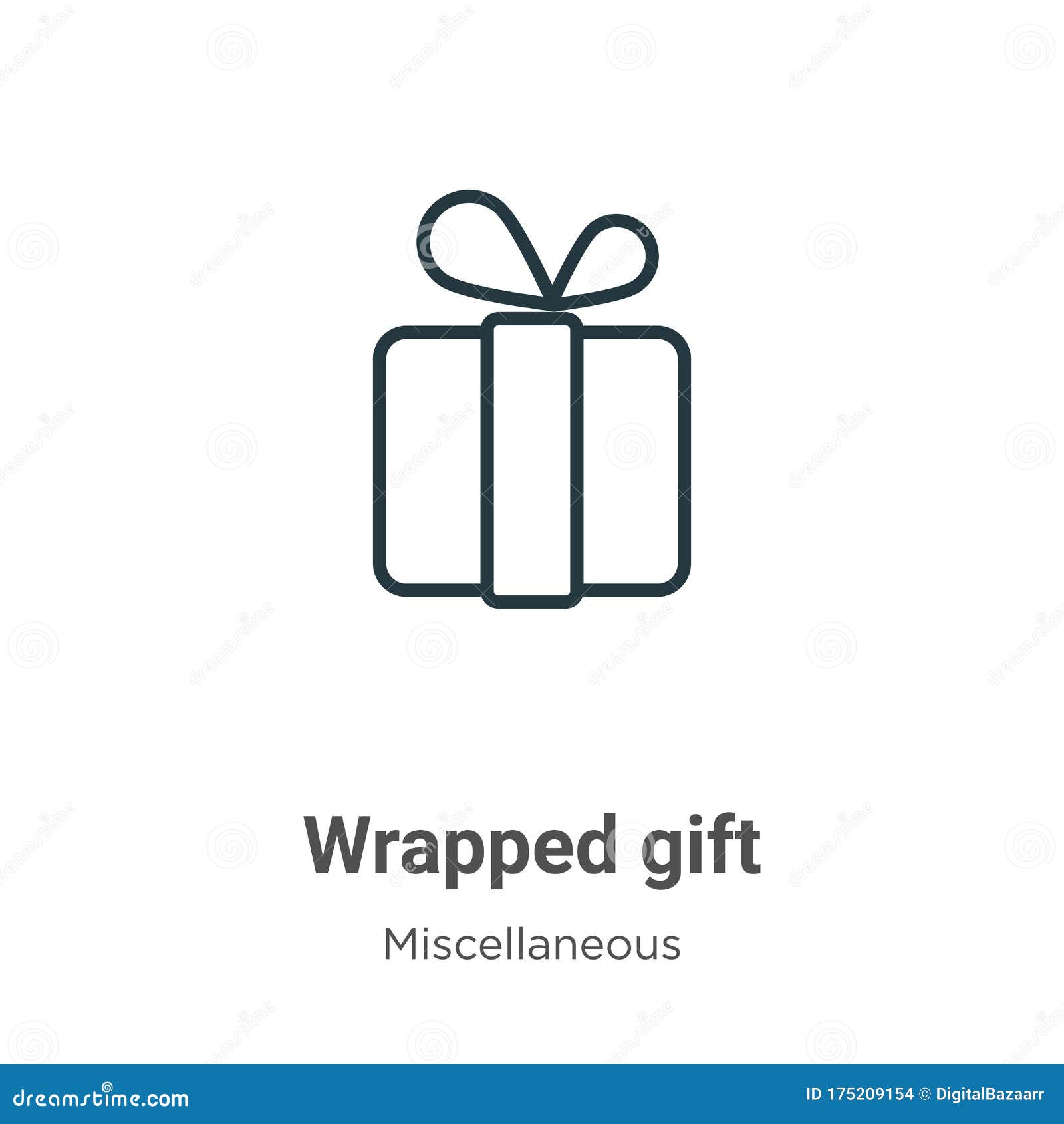 Wrapped Gift Outline Vector Icon. Thin Line Black Wrapped Gift Icon ...