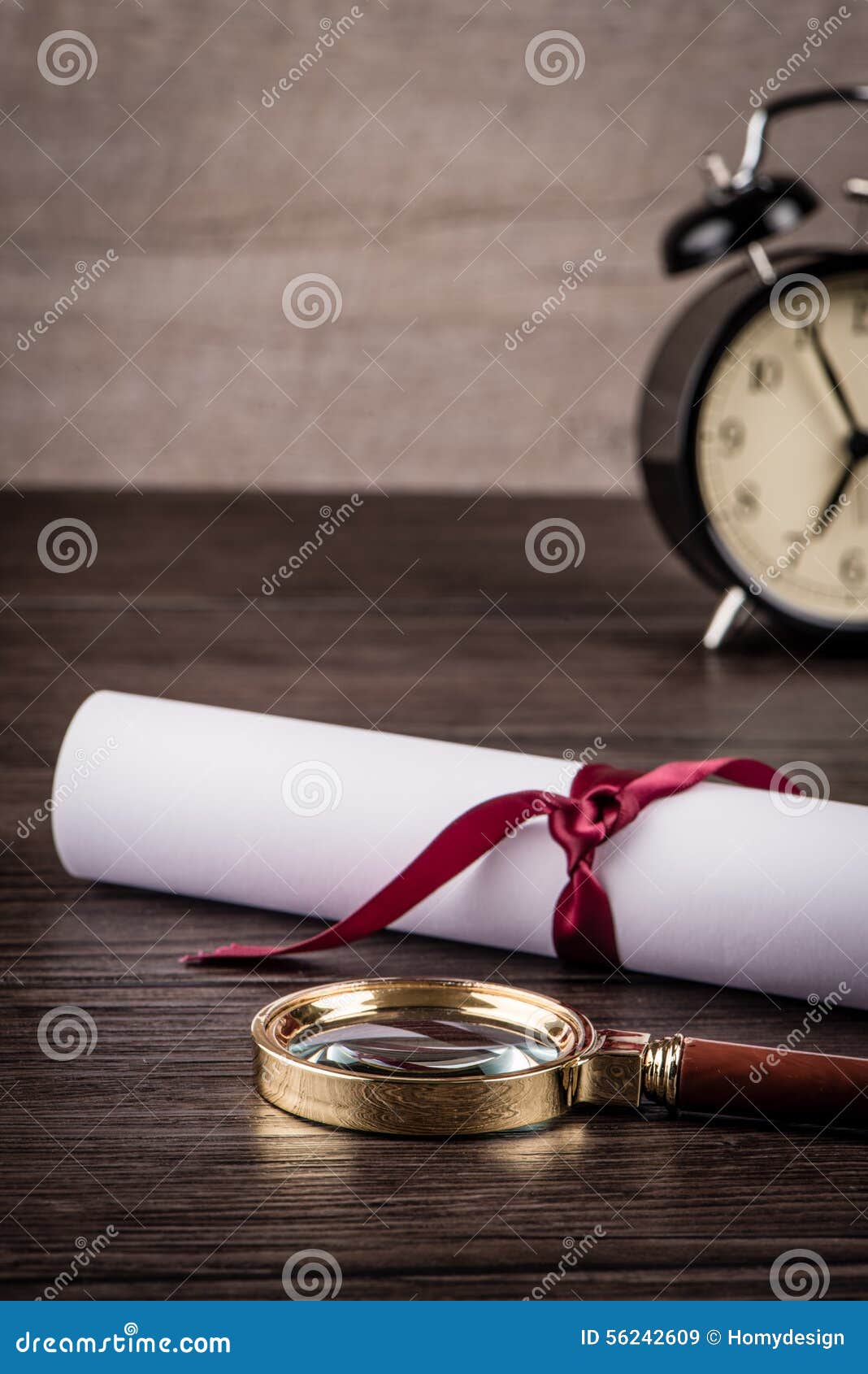 Wrapped Paper Sheets and Magnifying Glass Stock Image - Image of ...