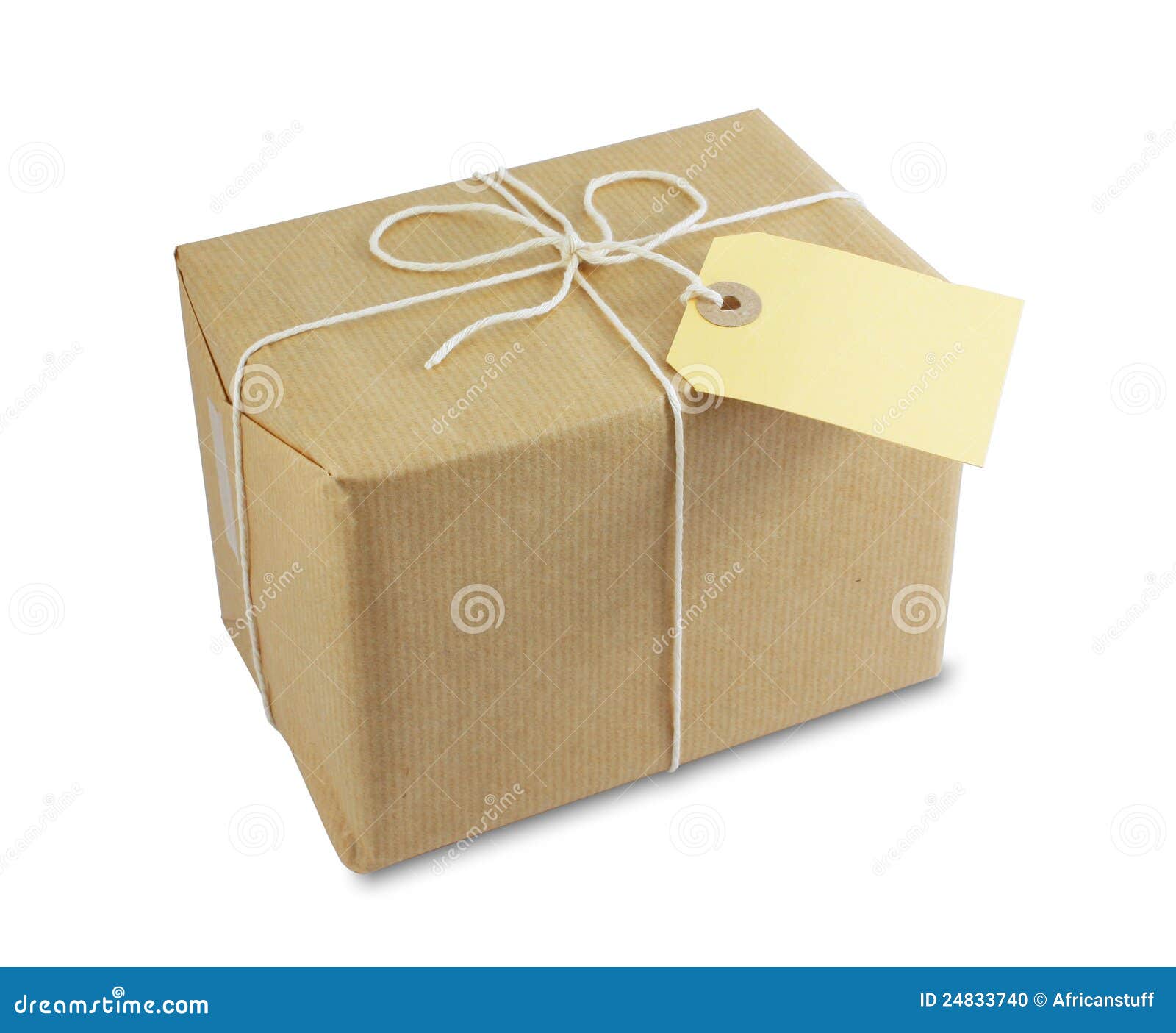 Wrapped parcel with label stock photo. Image of string - 24833740