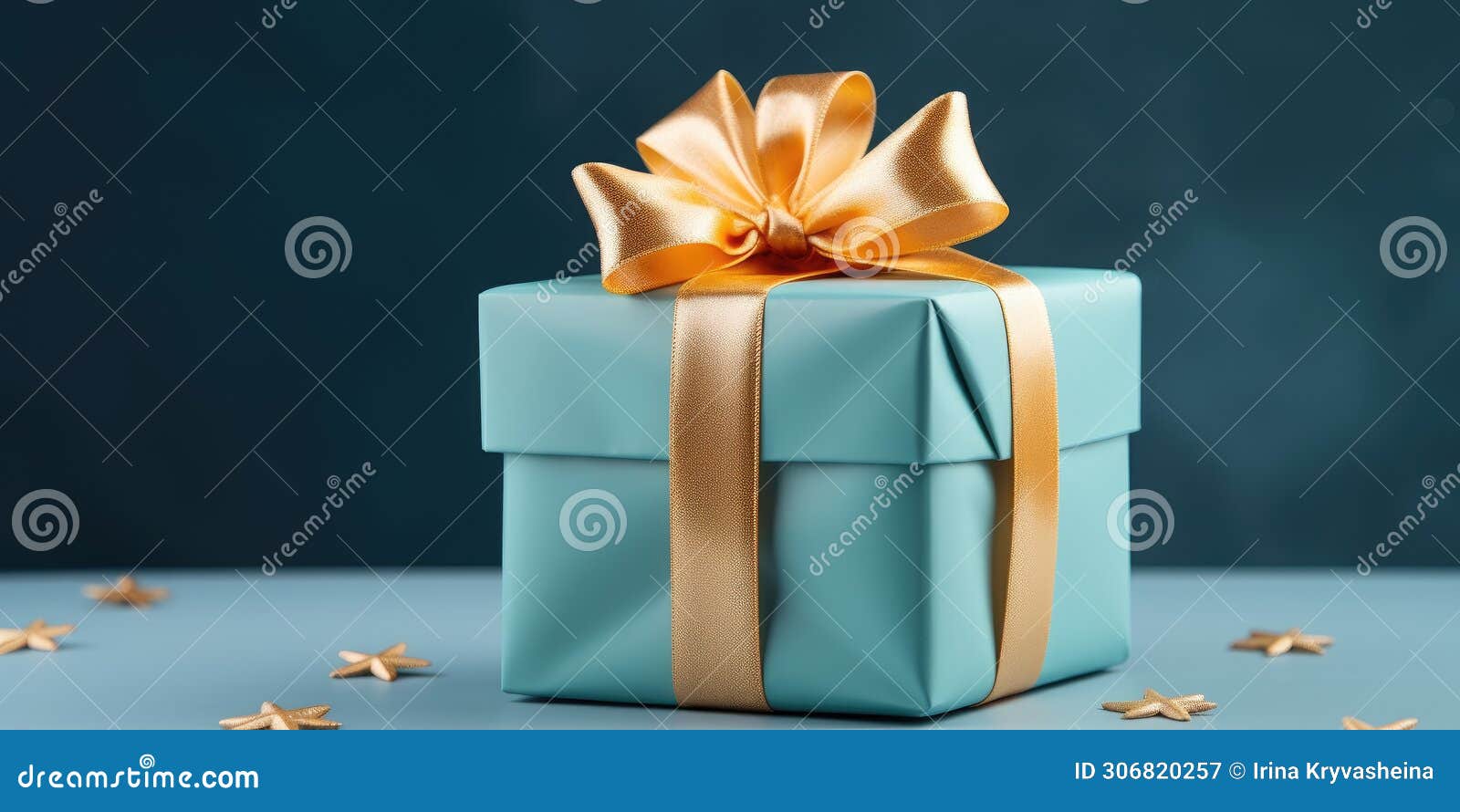 Wrapped Present on Blue Background, with Stars Stock Illustration ...