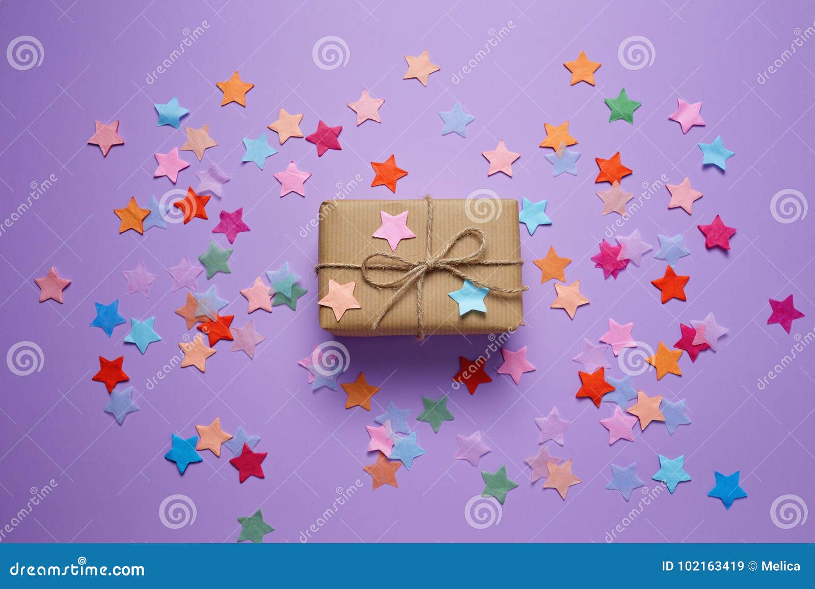 Wrapped Present with Confetti Stock Image - Image of collection ...