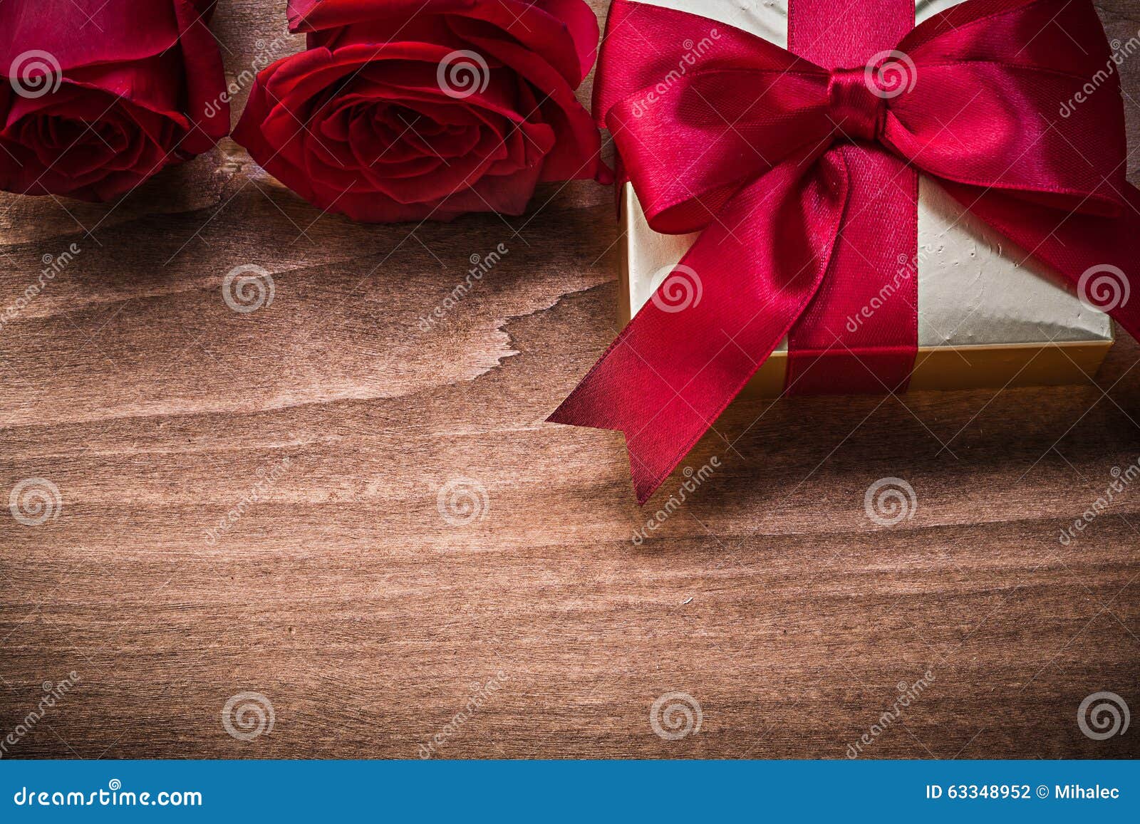 Wrapped Present with Red Ribbon Natural Expanded Stock Photo - Image of ...