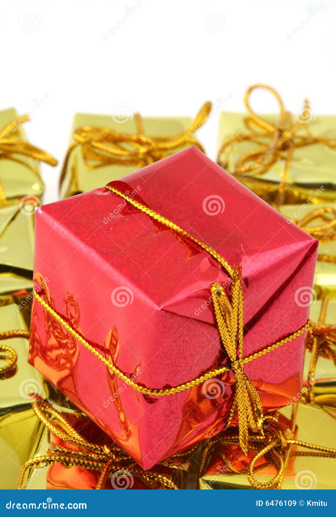 Wrapped Red and Gold Presents Stock Image - Image of shiny, wrapped ...