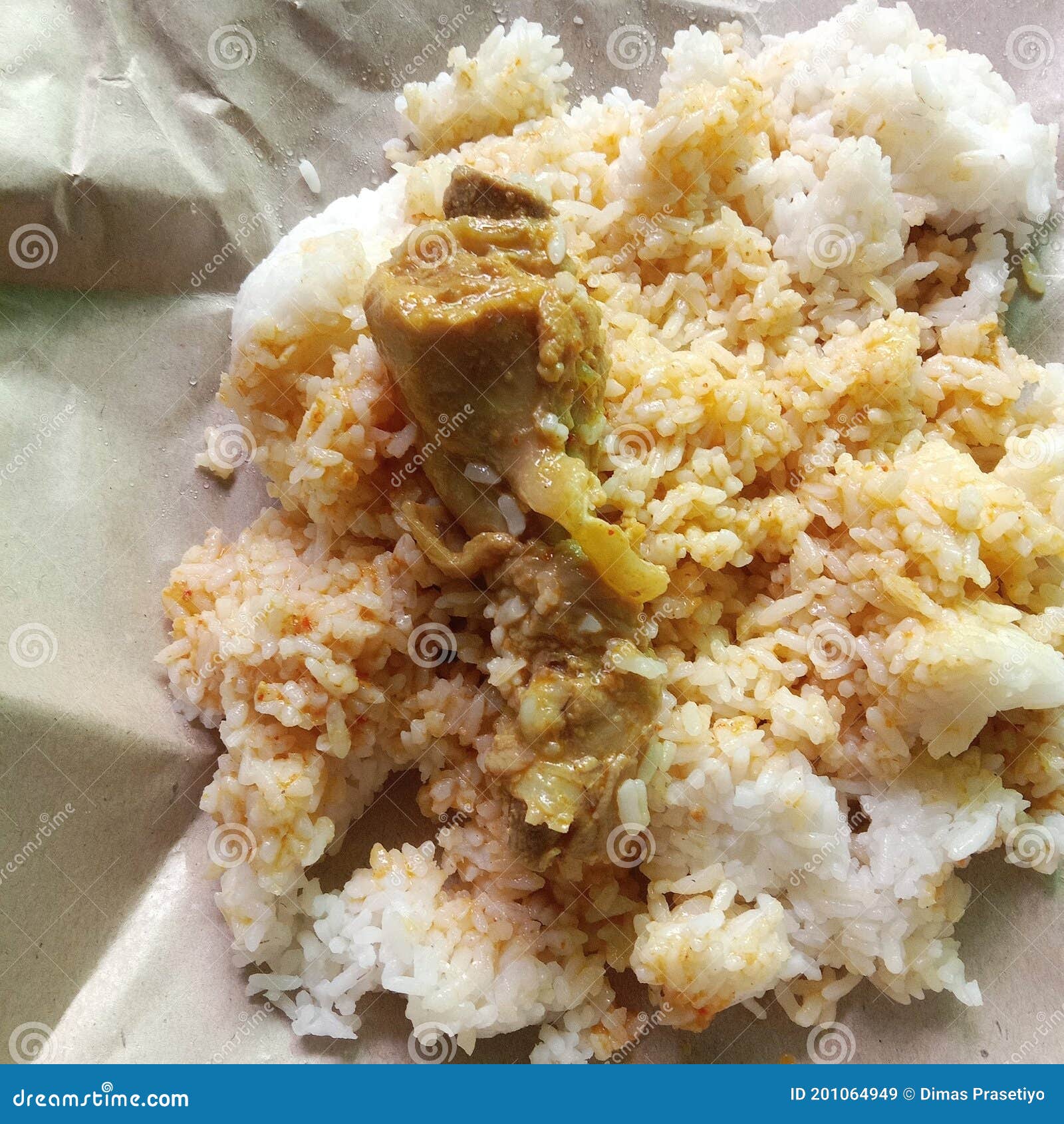 Wrapped Rice with Chicken Curry Side Dishes Stock Image - Image of ...