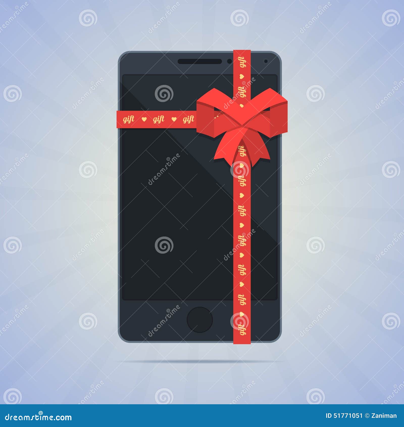 Wrapped Smartphone with Red Ribbon and Text Gift Stock Vector ...