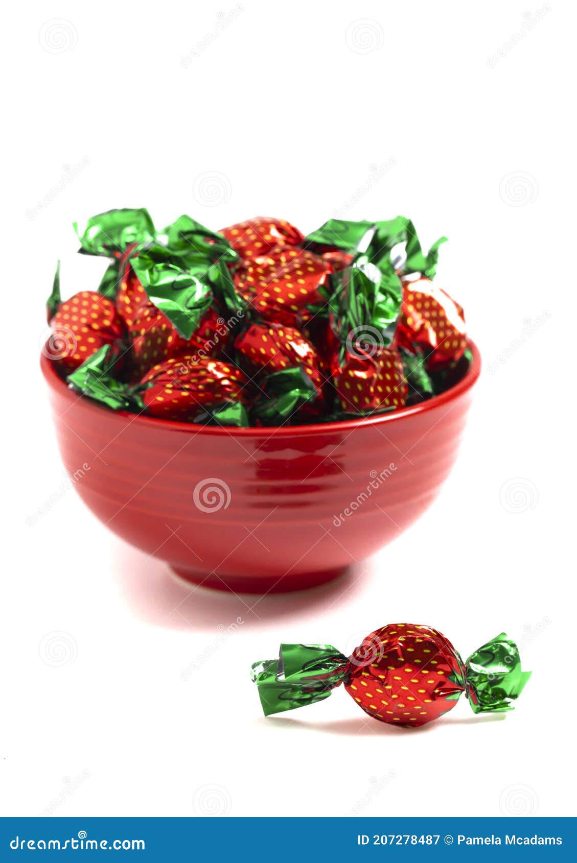 Wrapped Strawberry Candy in Decorative Wrapper Stock Image - Image of ...