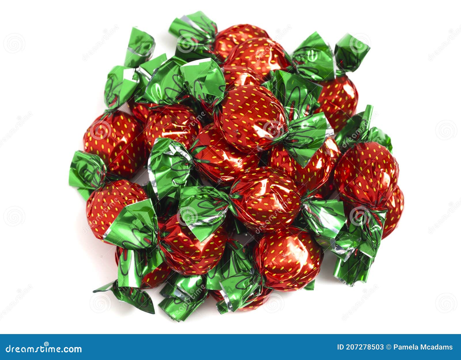 Wrapped Strawberry Candy in Decorative Wrapper Stock Image - Image of ...