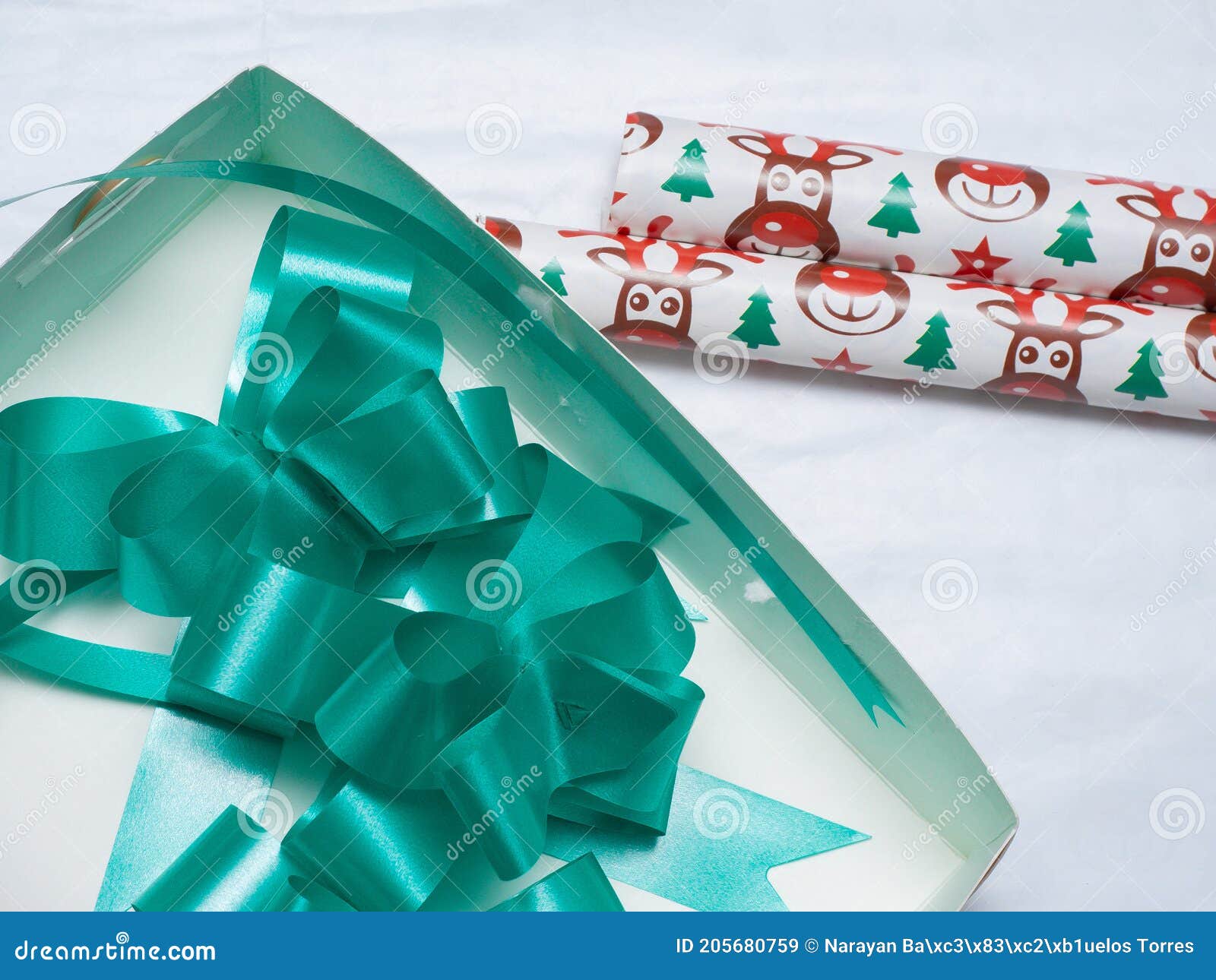 Wrapping Gift with Scissors, Tape and Paper Stock Image - Image of ...