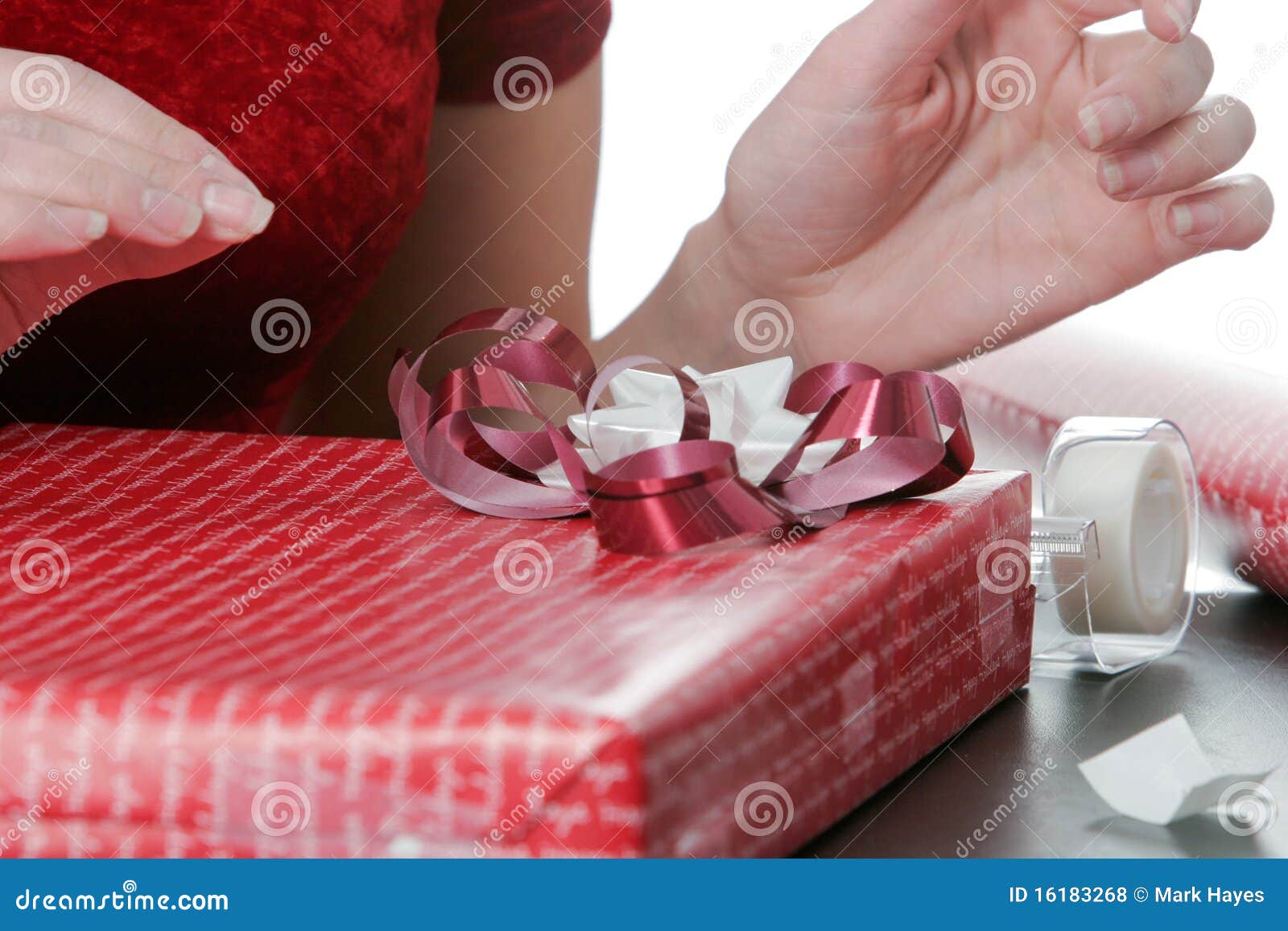 Wrapping Holiday Presents stock photo. Image of person - 16183268