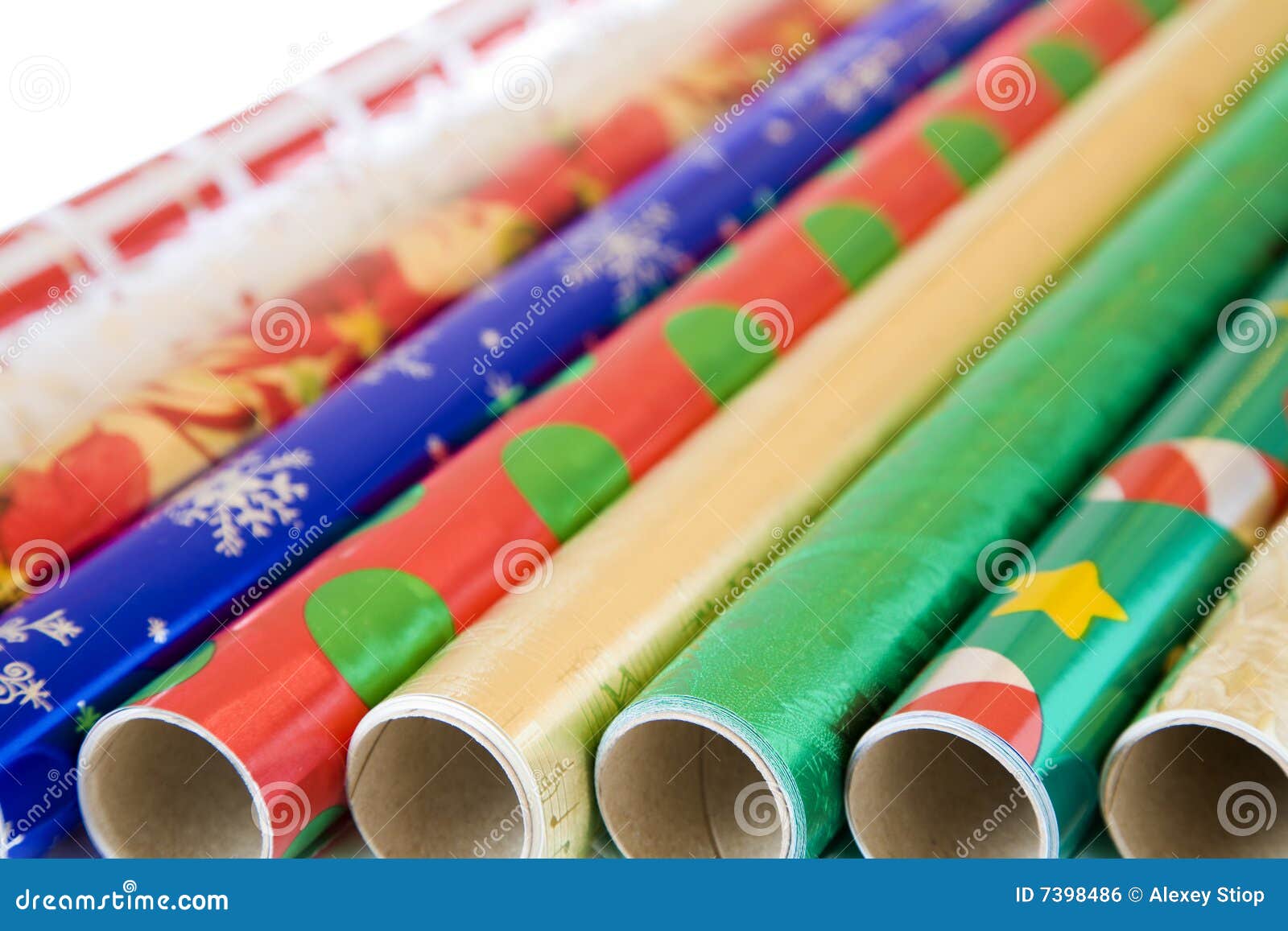Wrapping paper stock photo. Image of seasonal, tubes, blue - 7398486