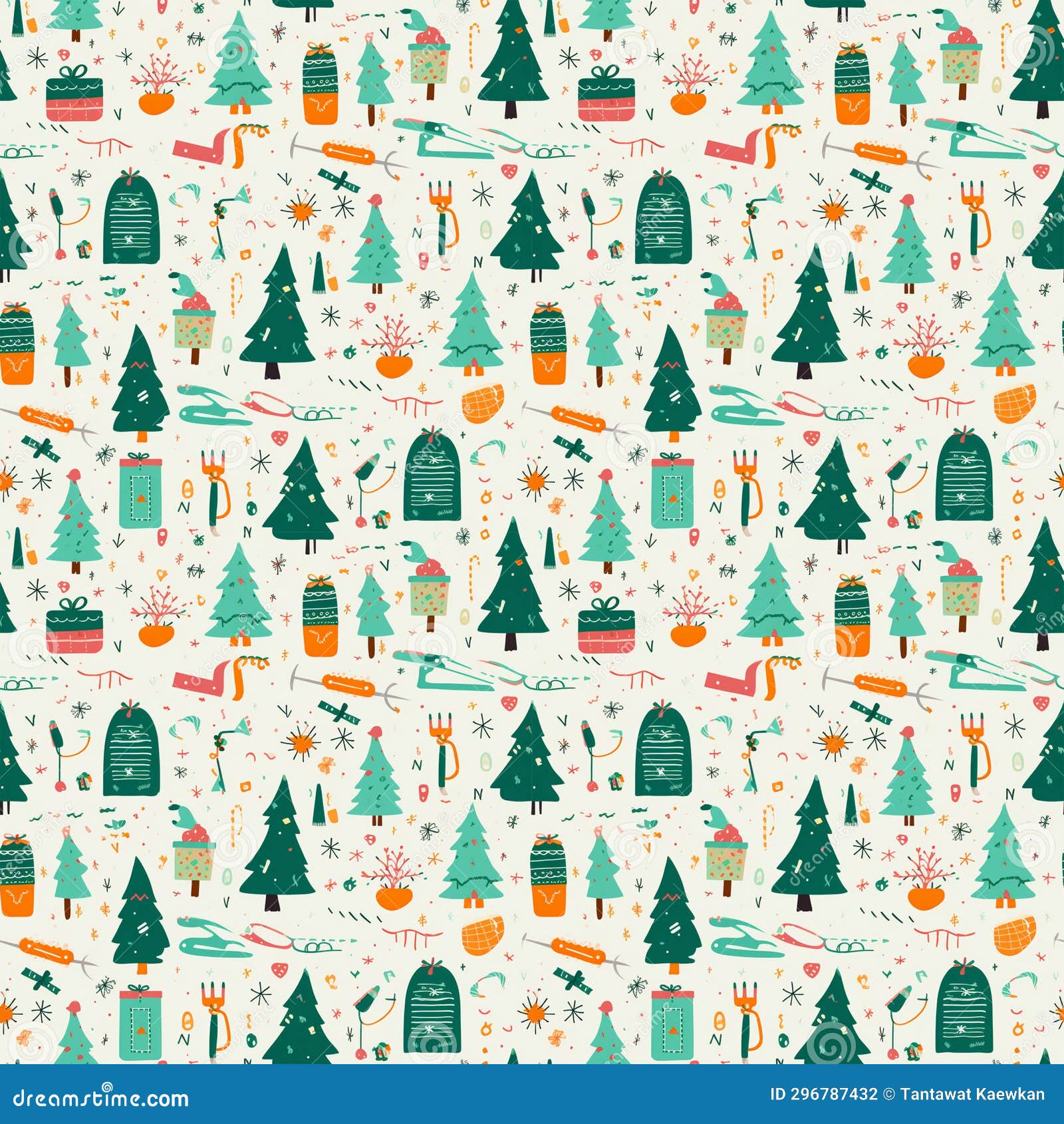 Wrapping Paper Design Featuring DIY Holiday Crafts Stock Illustration ...