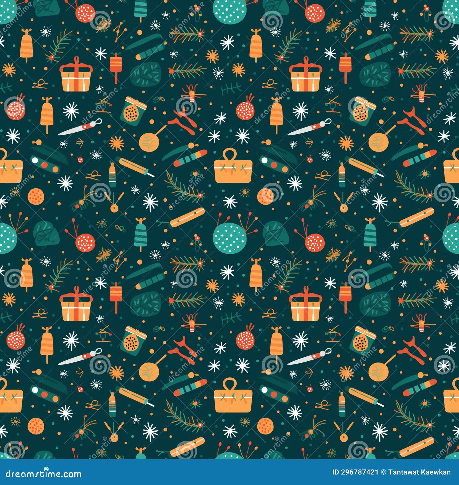 Wrapping Paper Design Featuring DIY Holiday Crafts Stock Illustration ...