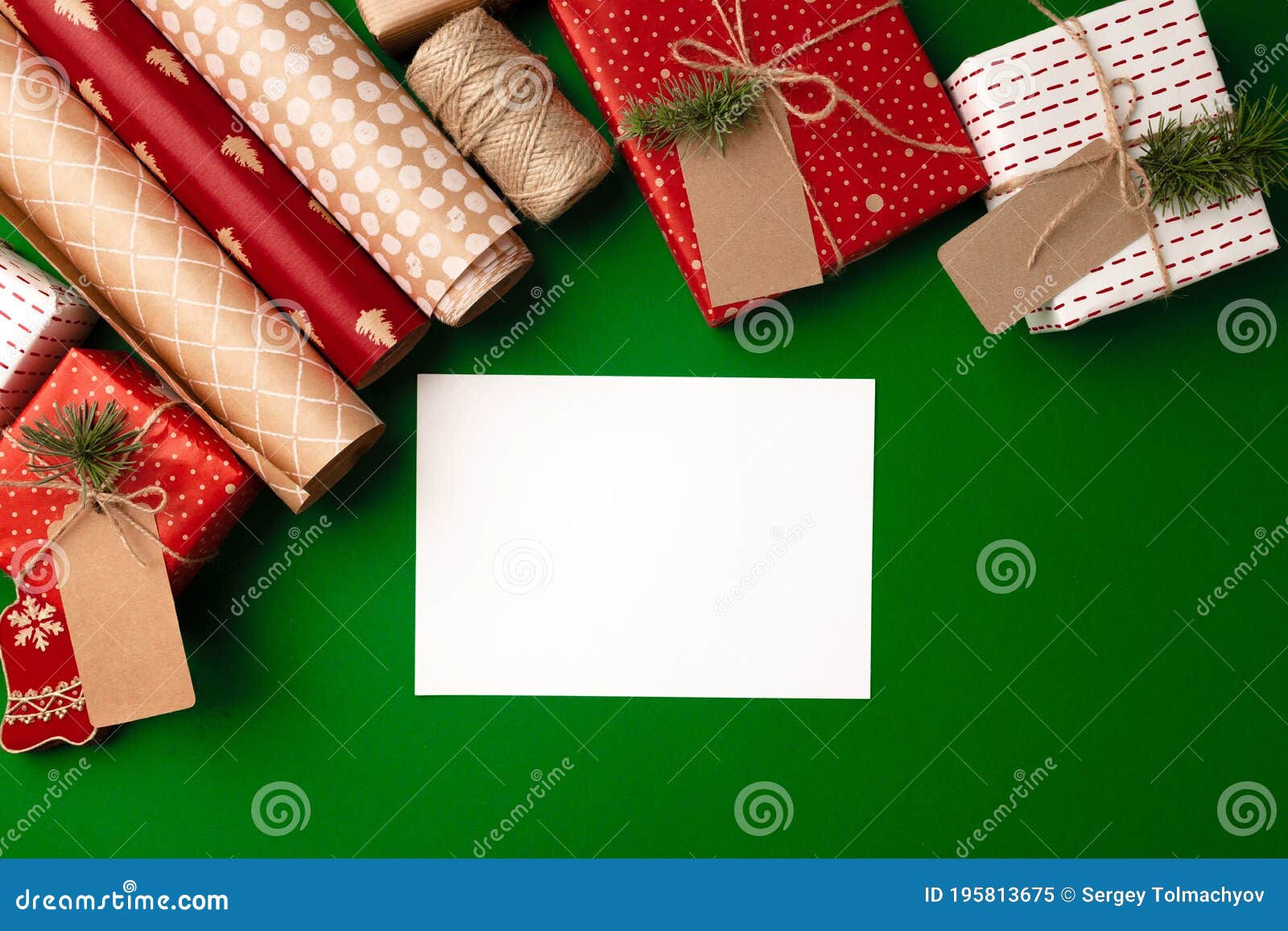 Wrapping Paper Rolls for Christmas Presents Top View Stock Image ...