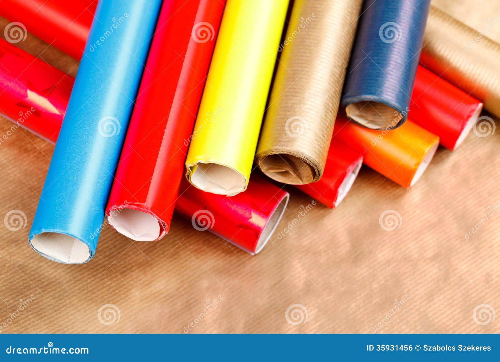 Wrapping paper rolls stock photo. Image of color, decorative - 35931456