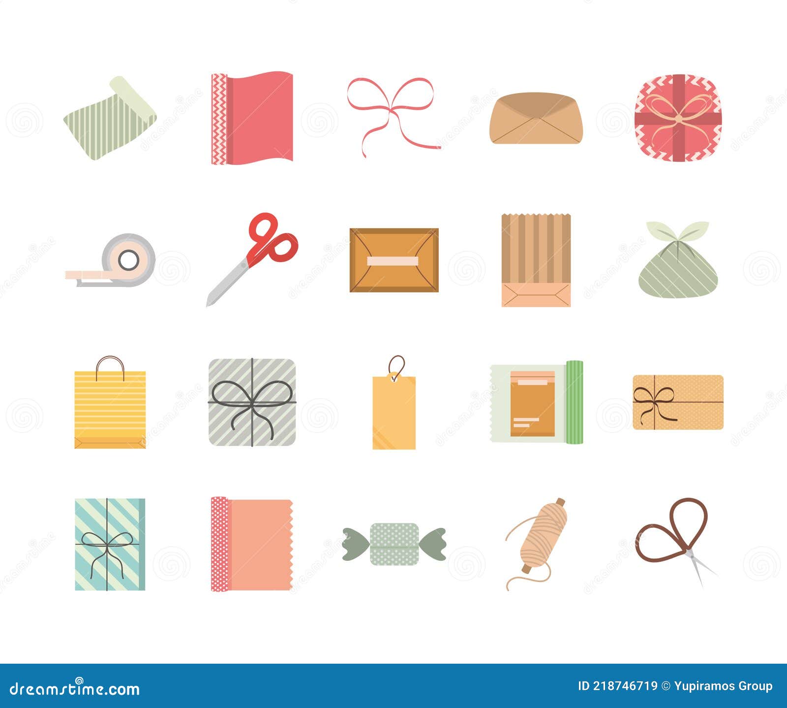 Wrapping tools set stock vector. Illustration of flat - 218746719