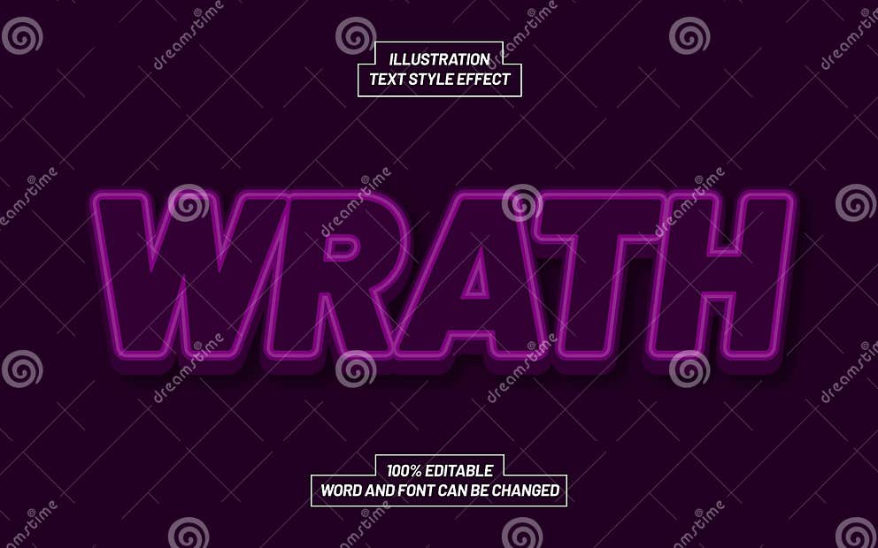 Wrath Purple Text Style Effect Stock Vector - Illustration of colorful ...