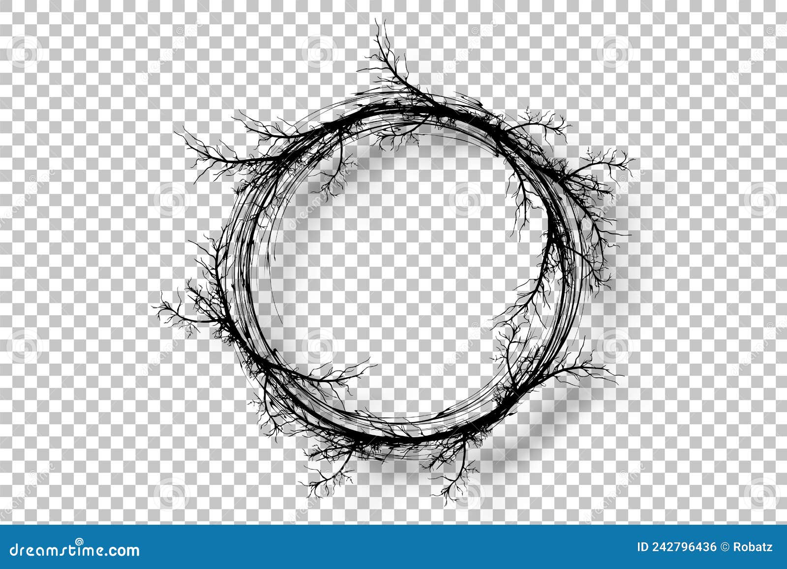 Wreath Of Branches, A Realistic Round Frame Border Of Twisted Branches ...