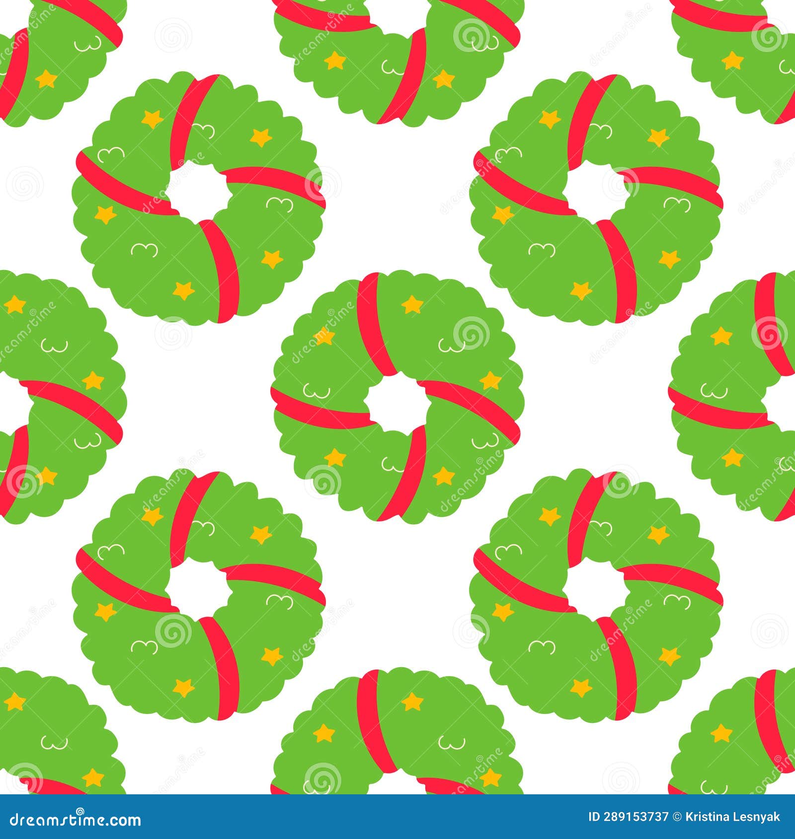 Wreath Christmas Tree Bow Bells Pattern Textile Stock Illustration ...