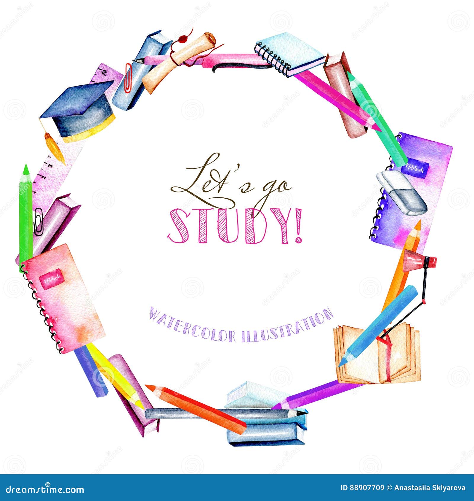 Stationery Set 3d Objects Isolated On White Background Vector Clipart ...