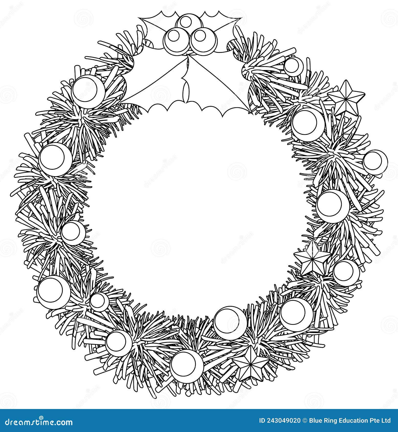 Wreath Doodle Outline for Colouring Stock Vector - Illustration of ...