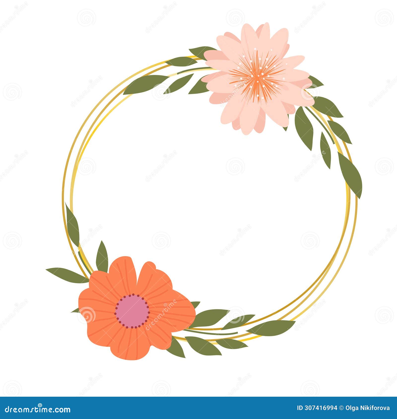 Wreath of Fancy Flowers. Vector Floral Frame Stock Vector ...