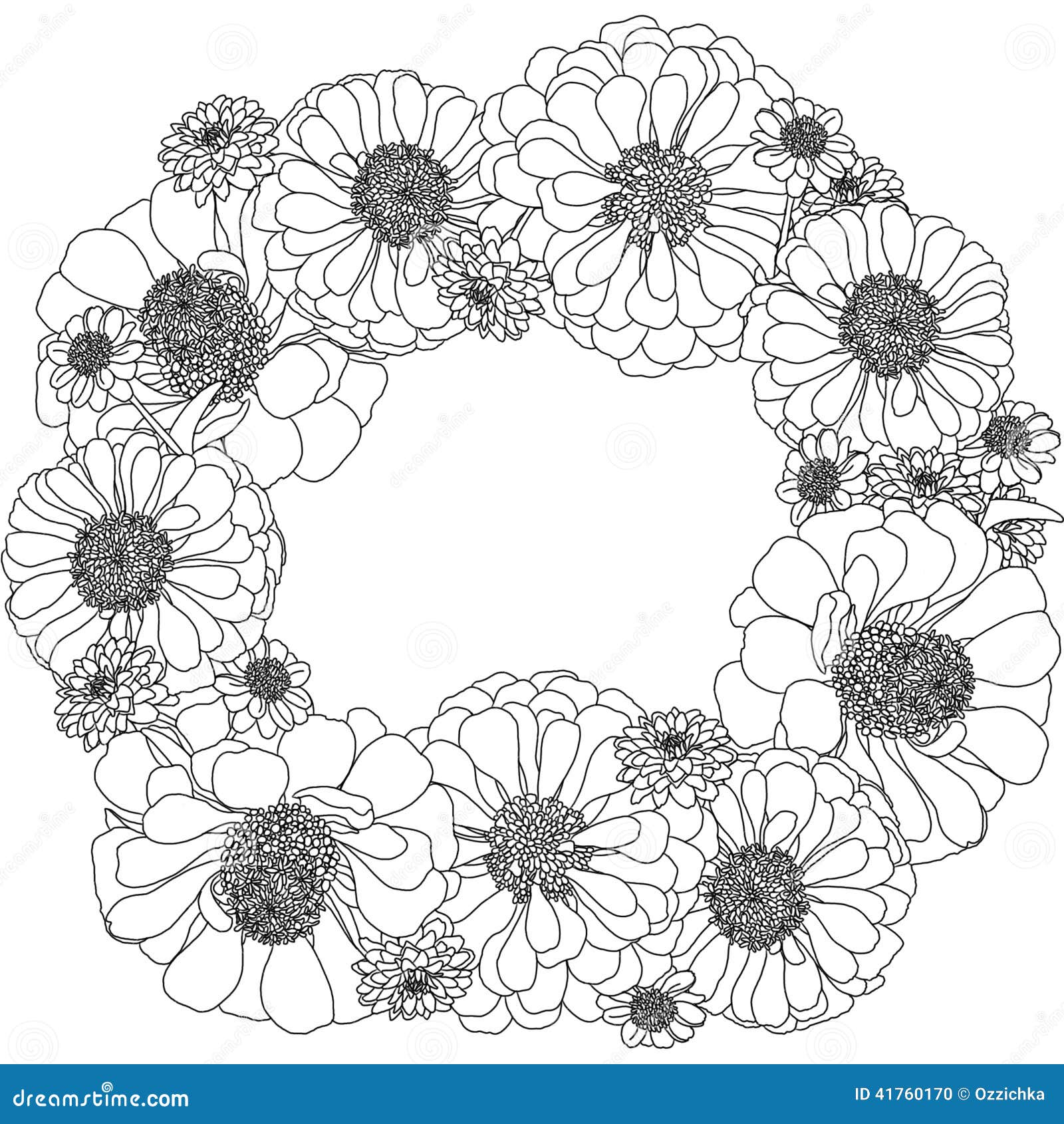 Wreath of flowers stock illustration. Illustration of sketch - 41760170