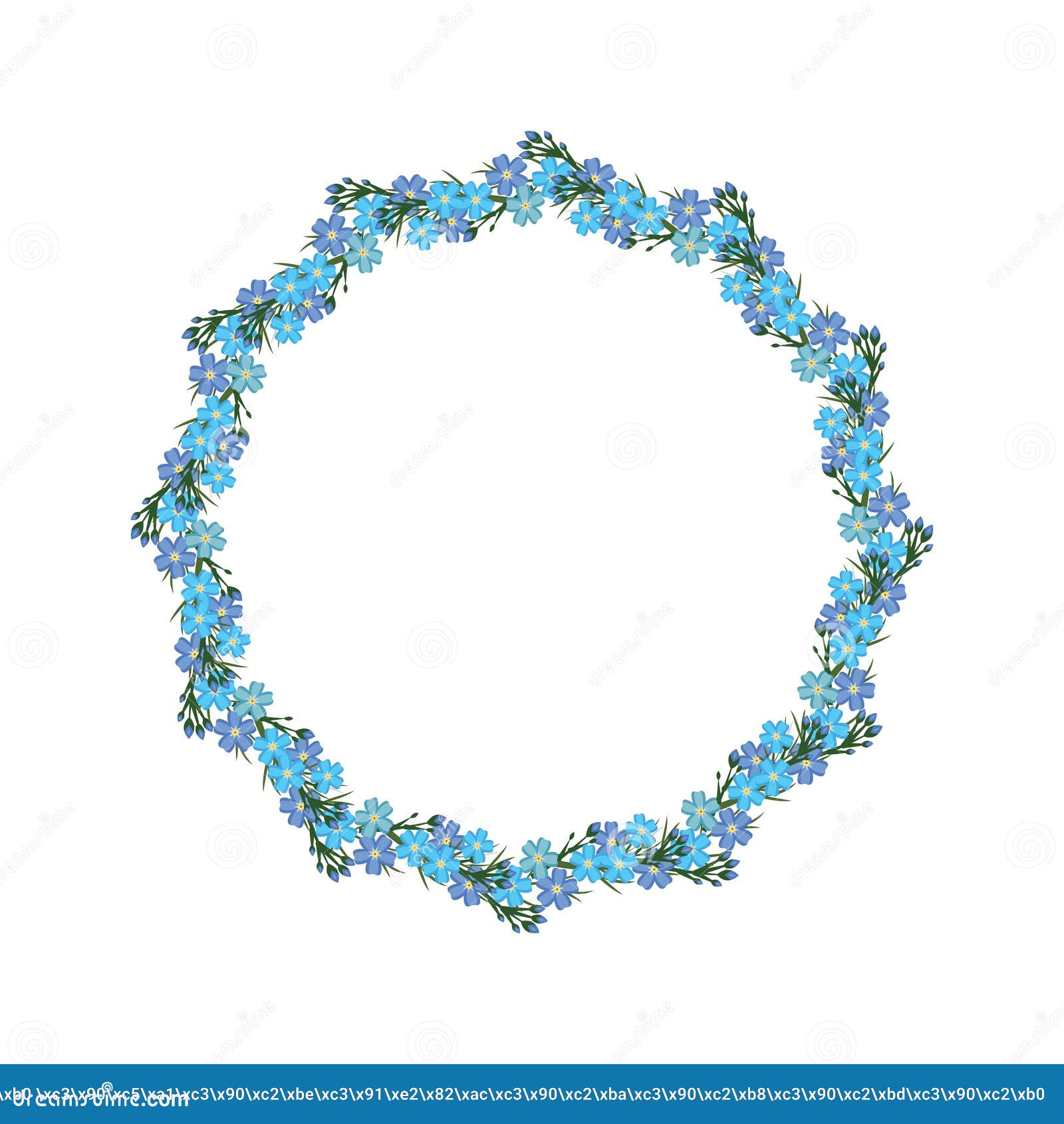 Wreath of Forget-me-not. Vector Template Frame Stock Vector ...
