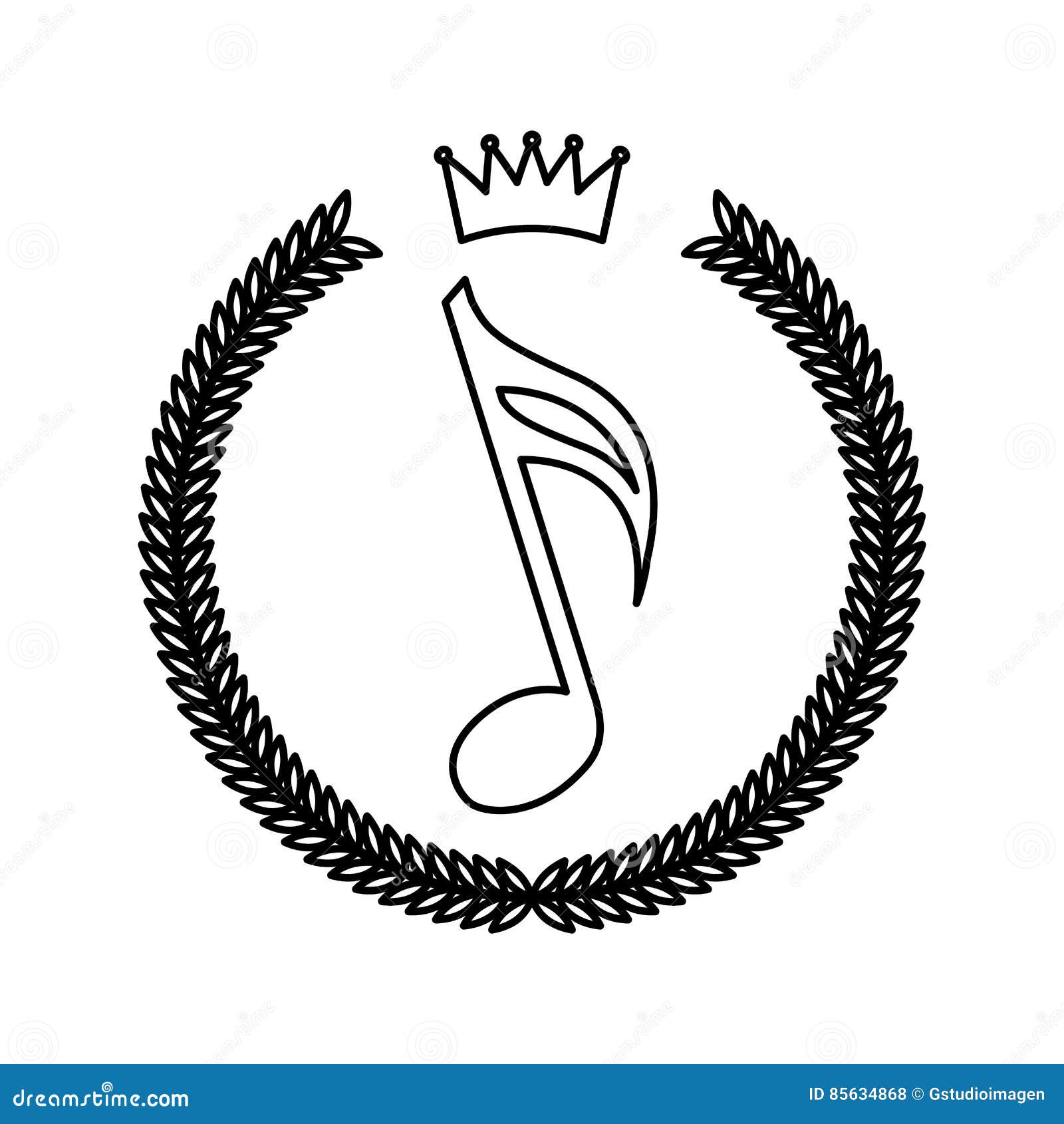 Wreath Frame with Music Note Hipster Style Stock Vector - Illustration ...